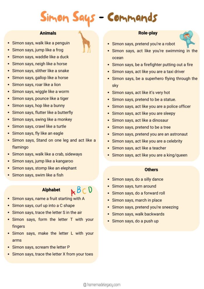 100+ Unique Simon Says Ideas - Home Made Legacy