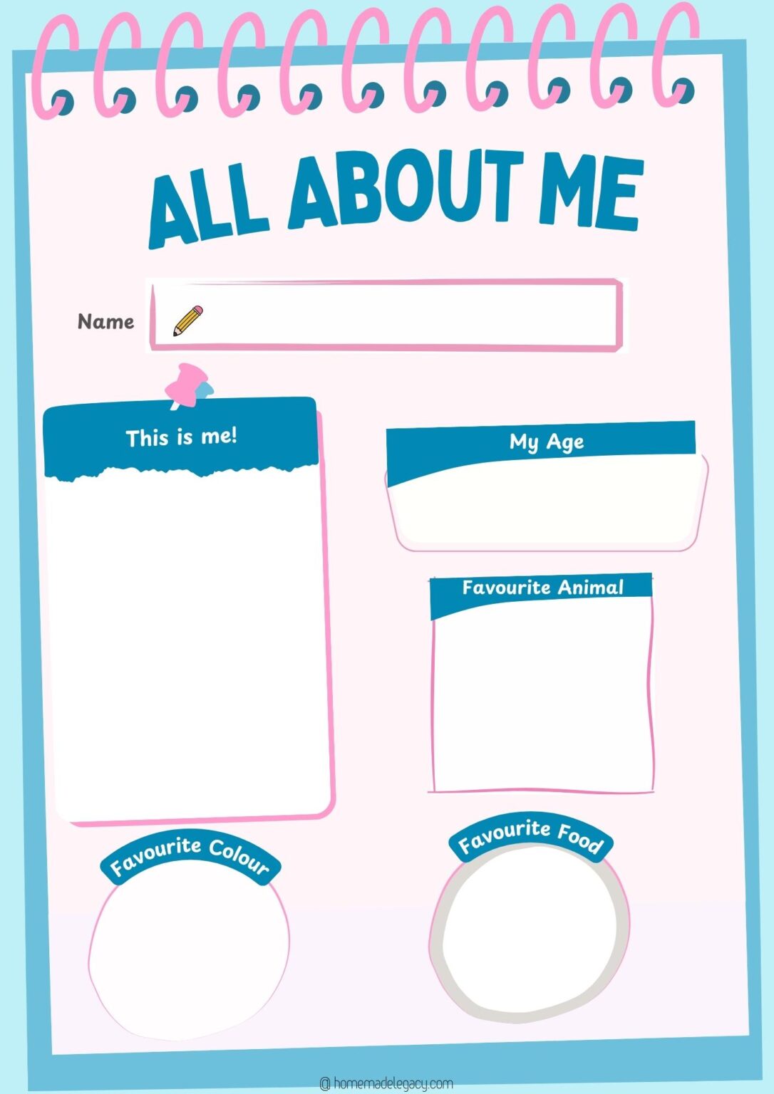 All About Me Worksheets For Kids - Home Made Legacy